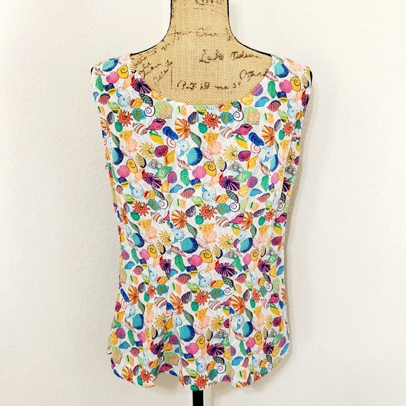 Tops | Bright Seashell Tropical Motif Tank Topmedium | Poshmark